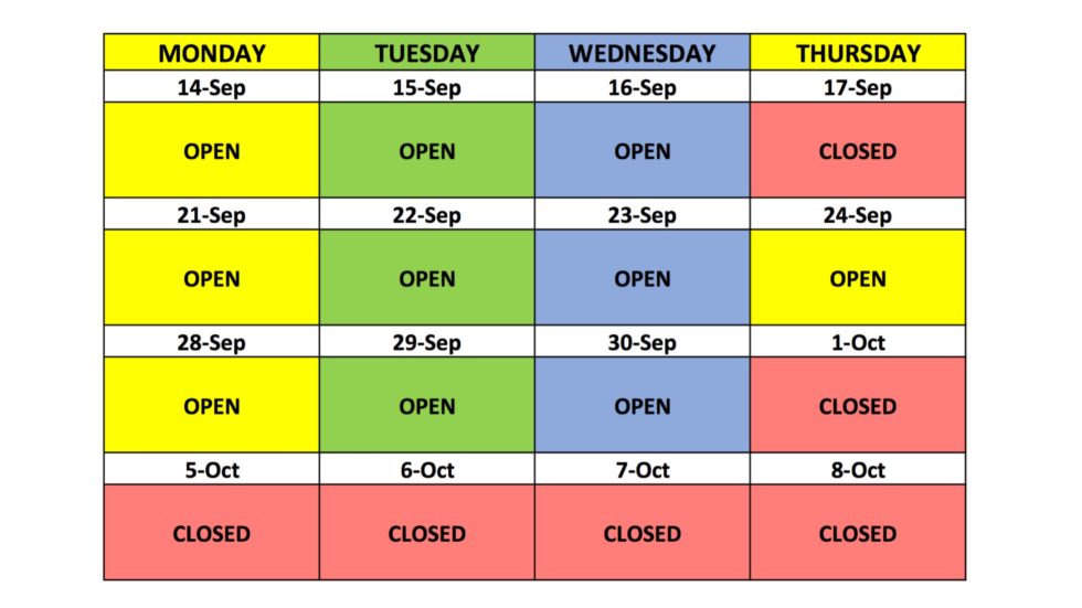 Our Schedule looks a little different over the next 4 weeks ...